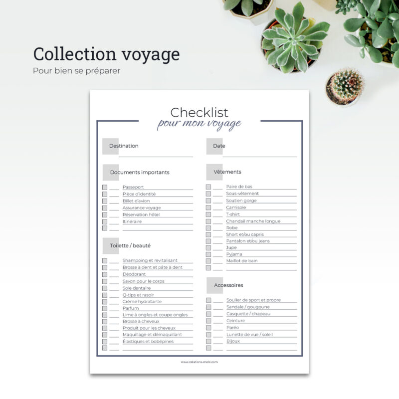 Checklist voyage - Espace Melri