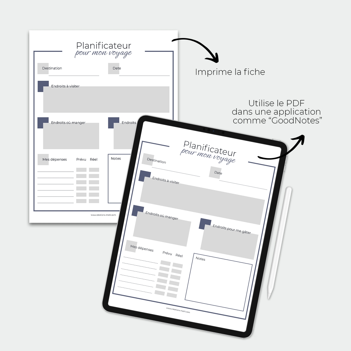 Planificateur voyage - Espace Melri